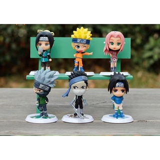 Naruto chibi figure set of 6 w/stand set A/B naruto Mini Figure ...