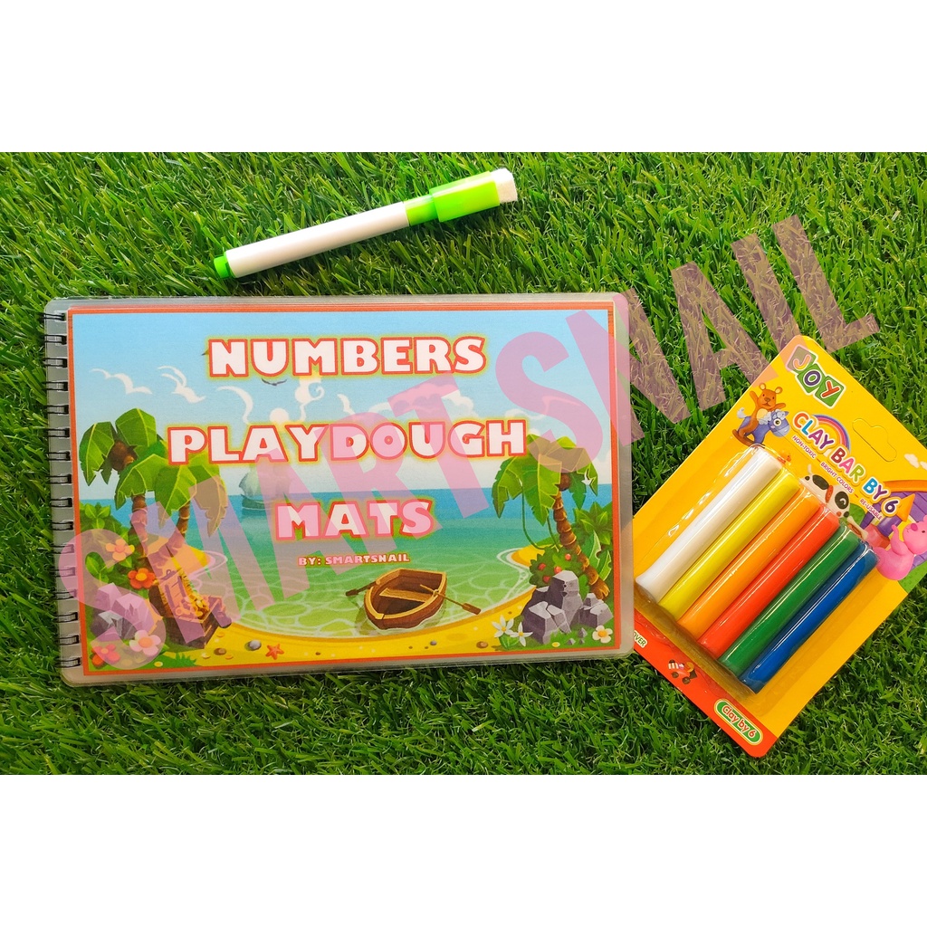 2in1 Numbers Playdough Mats & Tracing with FREE CLAY & DRY ERASE MARKER ...