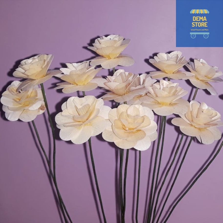 Wood flower mini rose w/ stem (₱8 for 1 piece) | Shopee Philippines