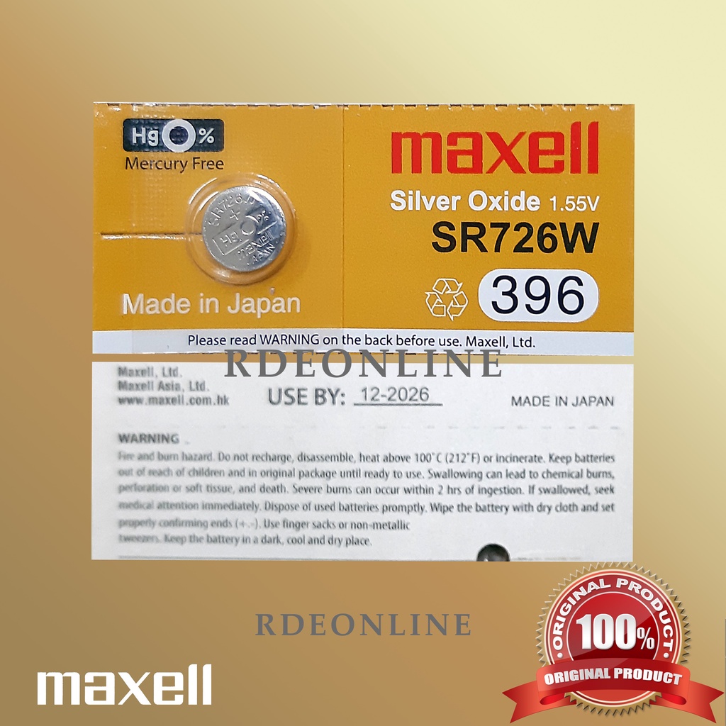 MAXELL SR726 W (396) / SR726W / 396 WATCH BATTERY PER PIECE | Shopee ...