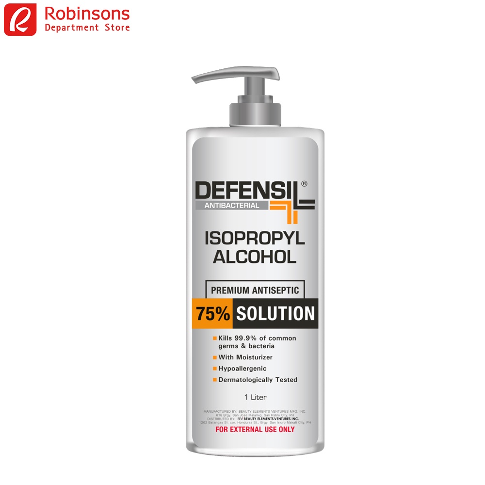 Defensil Antibacterial Isopropyl Alcohol 75% Solution 1L (Pump ...