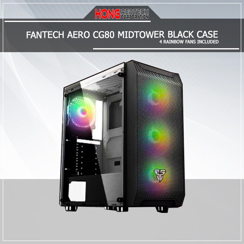 FANTECH AERO CG80 Middle Tower Case With 4 RGB fans (BLACK) GAMING CASE ...