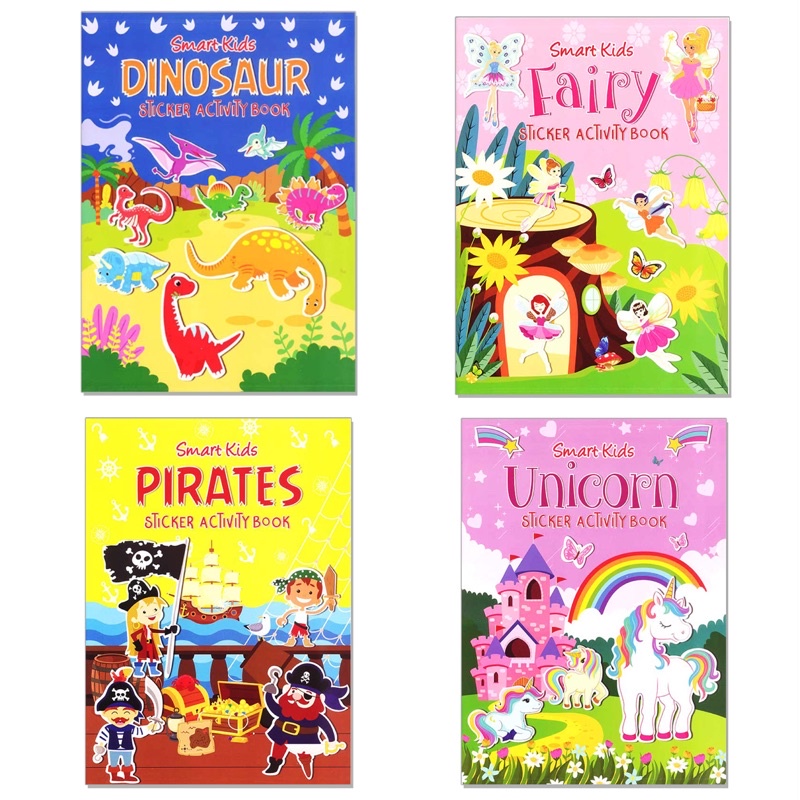 Sticker Activity Books | Dinosaur, Fairy, Pirates and Unicorn | Smart ...