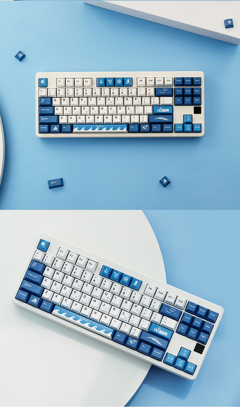 GMK SANTORINI Keycap, 134 Keys PBT Keycaps Cherry Profile DYE-SUB ...