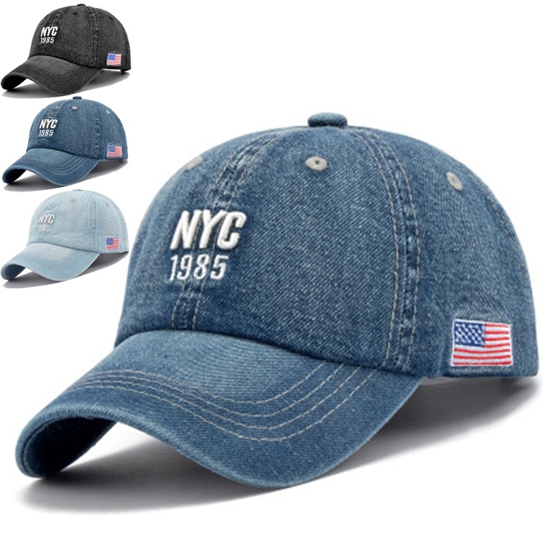 Fashion men baseball cap women NYC Denim letter Embroidery Snapback Hat ...