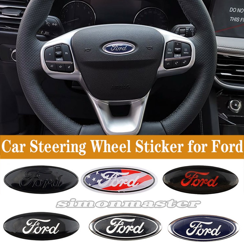 1PC 58x22mm Car Steering Wheel Emblem Sticker Auto Logo Decorative Bade ...