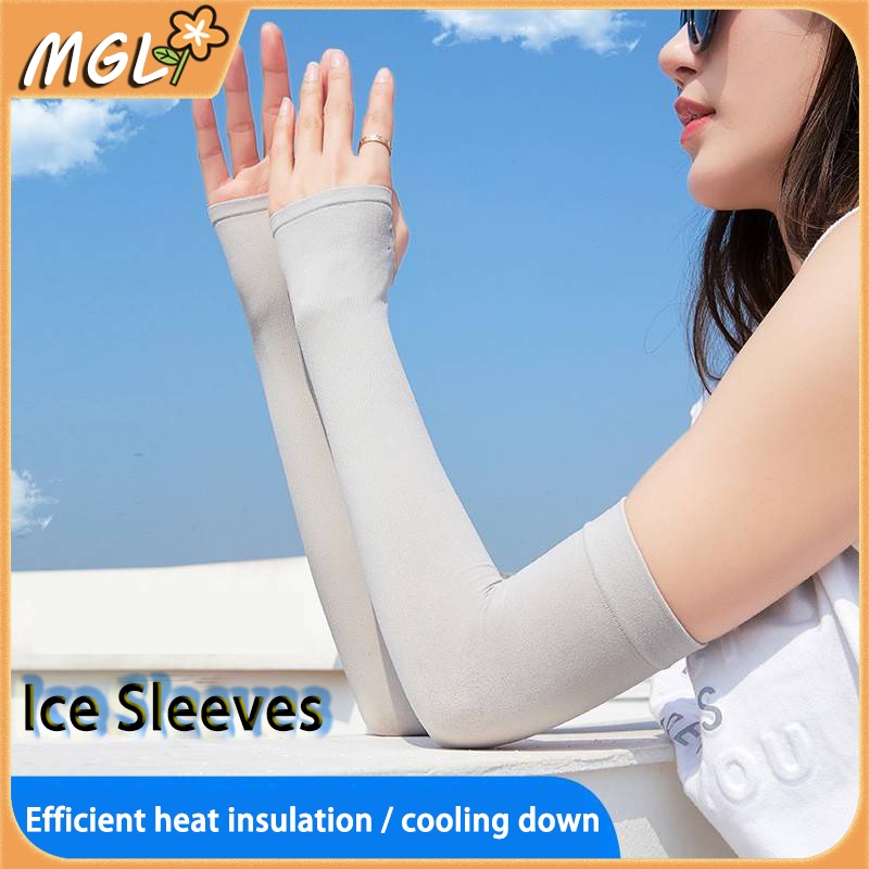 UV Protection Cooling Arm Sleeves Sunscreen Long Cover Fingerless ...