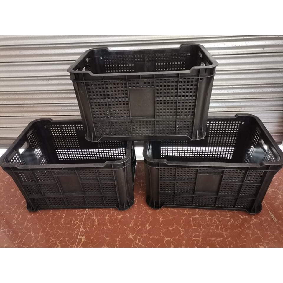 (COD) Black jumbo crate stackable fruit crate | Shopee Philippines