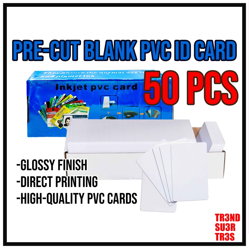 50PCS PVC ID Card Pre Cut Size Inkjet Printable PVC Blank ID Card ...