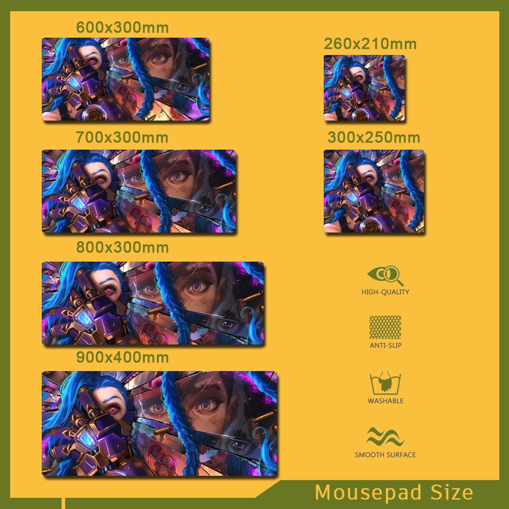 Jinx Mousepad Extended Mouse pad Large Gaming Mouse pad Stitched edge ...