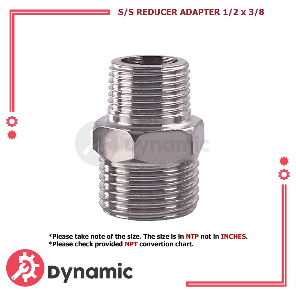 Stainless Fitting Male Hex Reducer Adapter Connector 1/2 NPT (20mm) x 3 ...