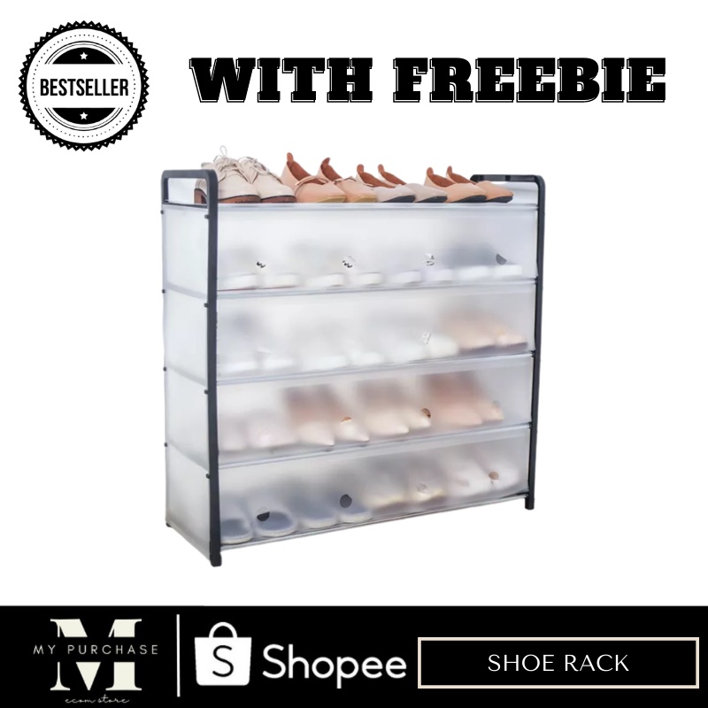 SHOE RACK Stackable Shoe Shelf Storage with Cover 5 Shelf 5 Layer Shoe ...