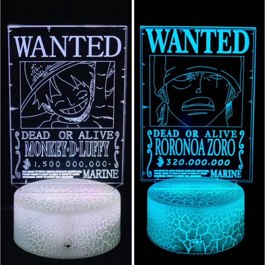 LUFFY / ONE PIECE Designs Acrylic 3D Illusion LED Night Lamp | Shopee ...