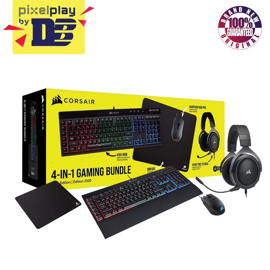 Corsair 4 in 1 Gaming Bundle 2021 Edition (K55 RGB Pro + MM110 Mouse ...