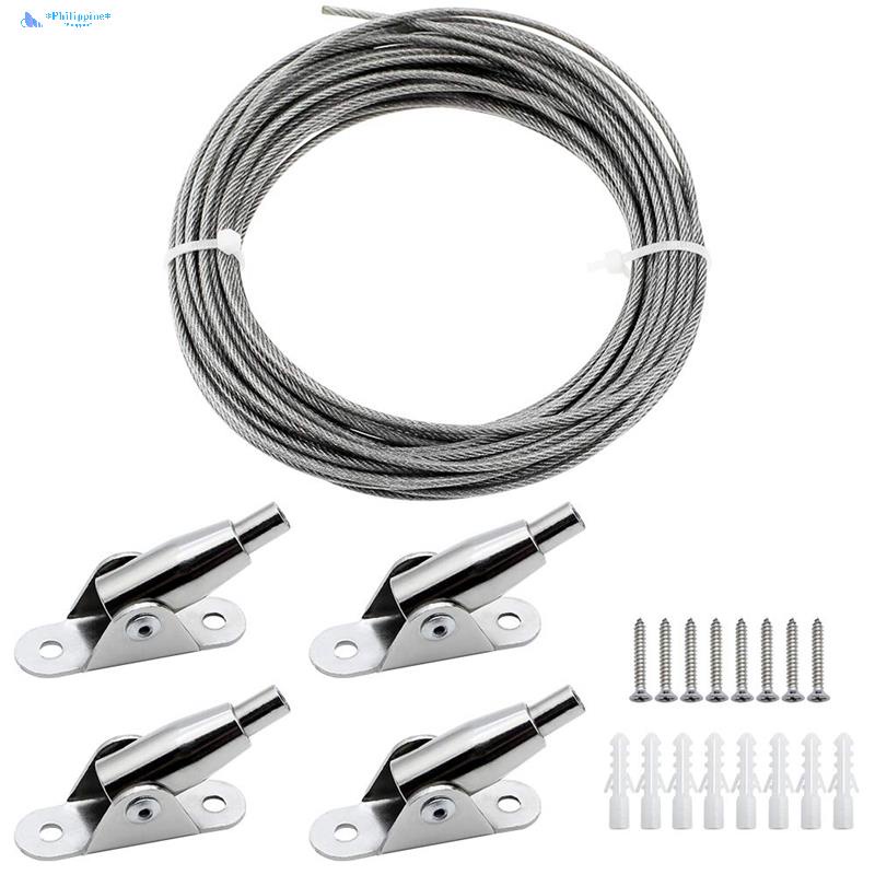 10M Stainless Steel Wire Rope Coated 2 mm Steel Rope Adjustable Curtain Rope Hanging Rope with ...