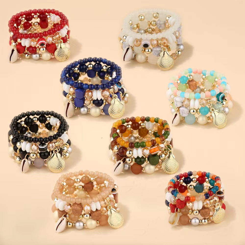 EMIE fashion one Set Women Ethnic Multilayer Resin Beads Tassels Cuff ...