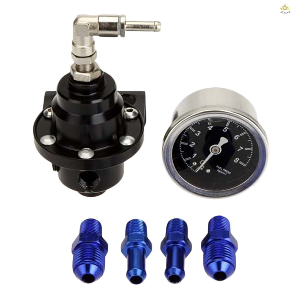 UniversalAdjustable Aluminum Fuel Pressure Regulator Kit with Gauge ...