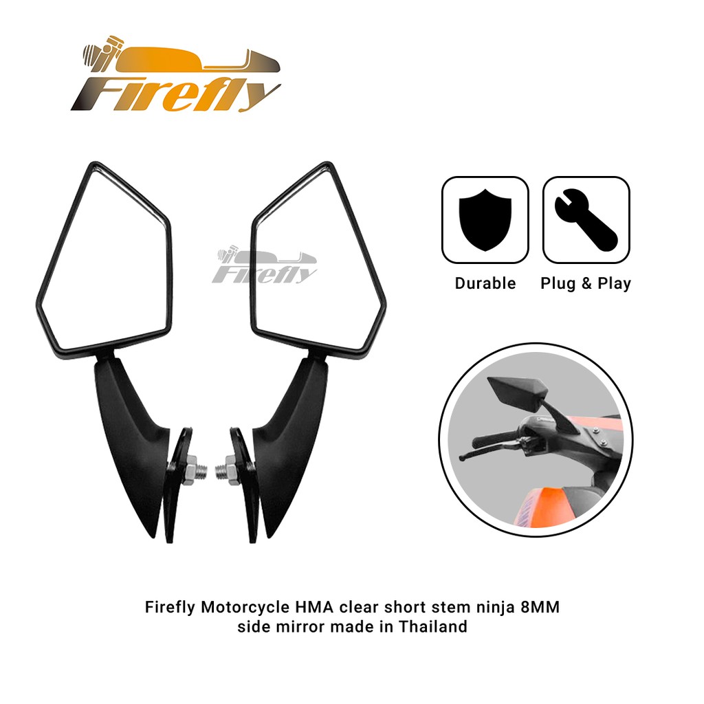 Firefly Motorcycle HMA Clear Short Stem Ninjia 8MM Side Mirror MADE IN ...