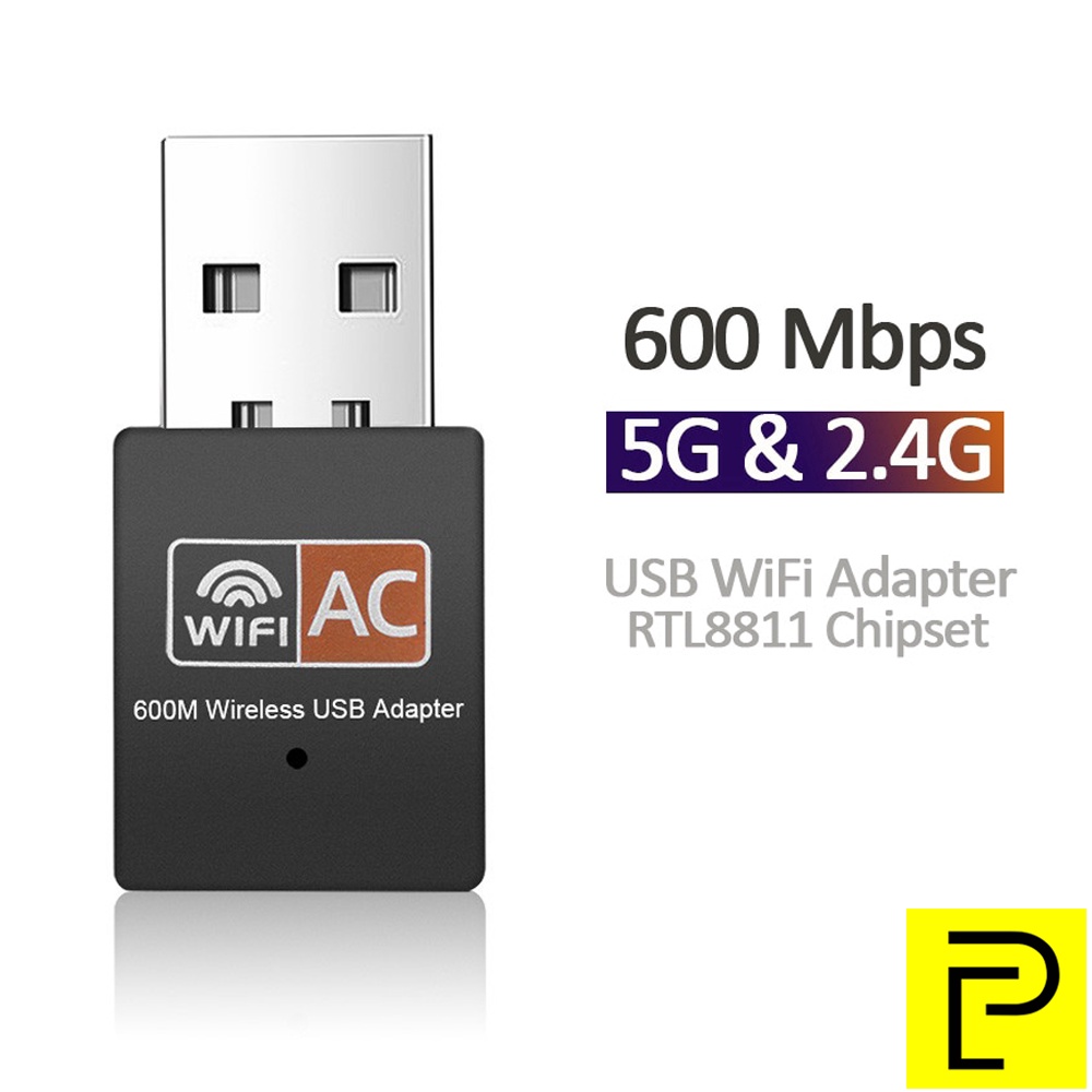 Popcorn Dual Band USB Adapter 600Mbps 2.4GHz 5GHz 802.11ac Mini WiFi ...