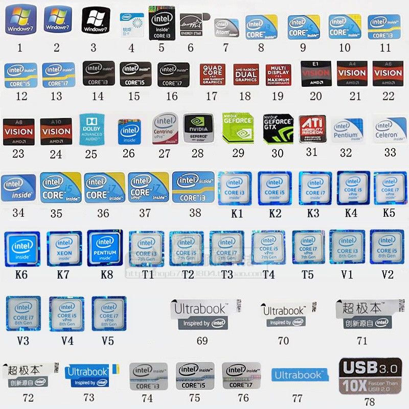Original win7cpu system label desktop notebook CPU sticker i3i5i7 label ...