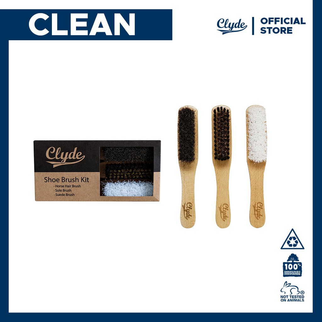 Clyde Shoe Brush Kit (Horse Hair Brush, Sole Brush And Suede Brush) Shopee Philippines | atelier ...