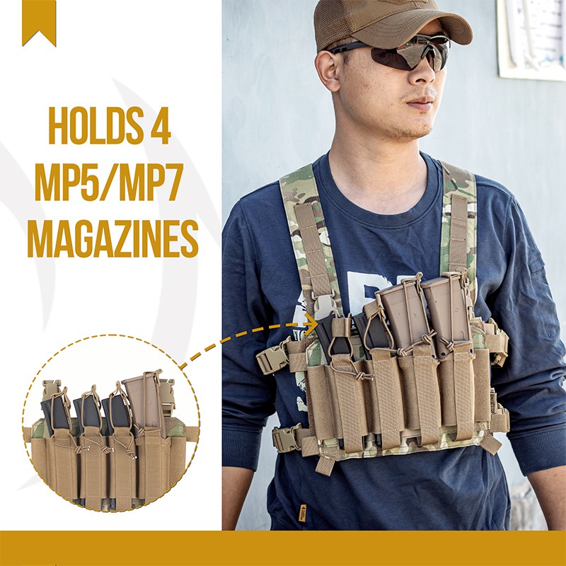 OneTigris Chest Rig Vest Add-on Quad SMG Mag Pouch Tactical Placards ...