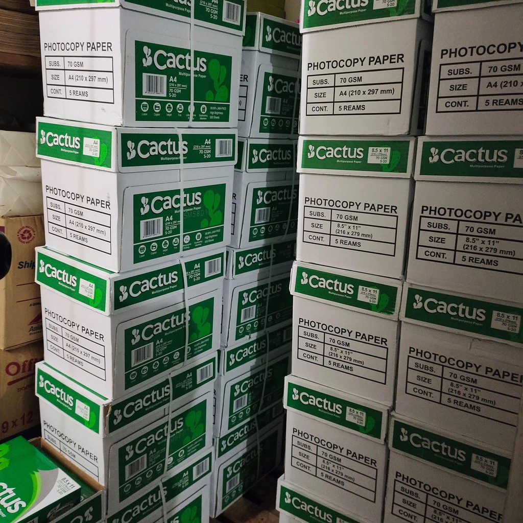 Cactus Bond Paper (1 Box of 5 Reams ) | Short, Long | 70 GSM | Shopee ...
