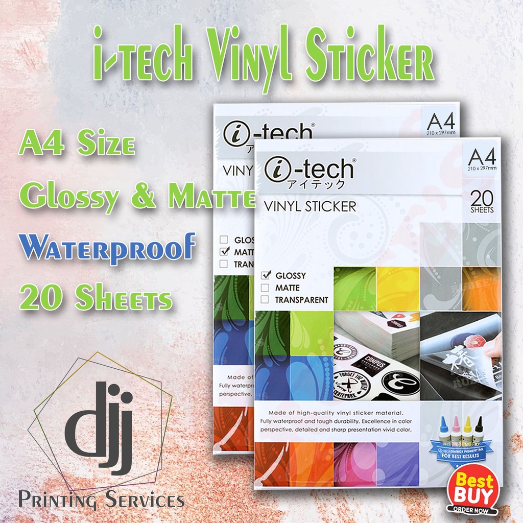 Itech Vinyl Sticker Waterproof A4 Matte / Glossy 20Sheets/pack | Shopee Philippines