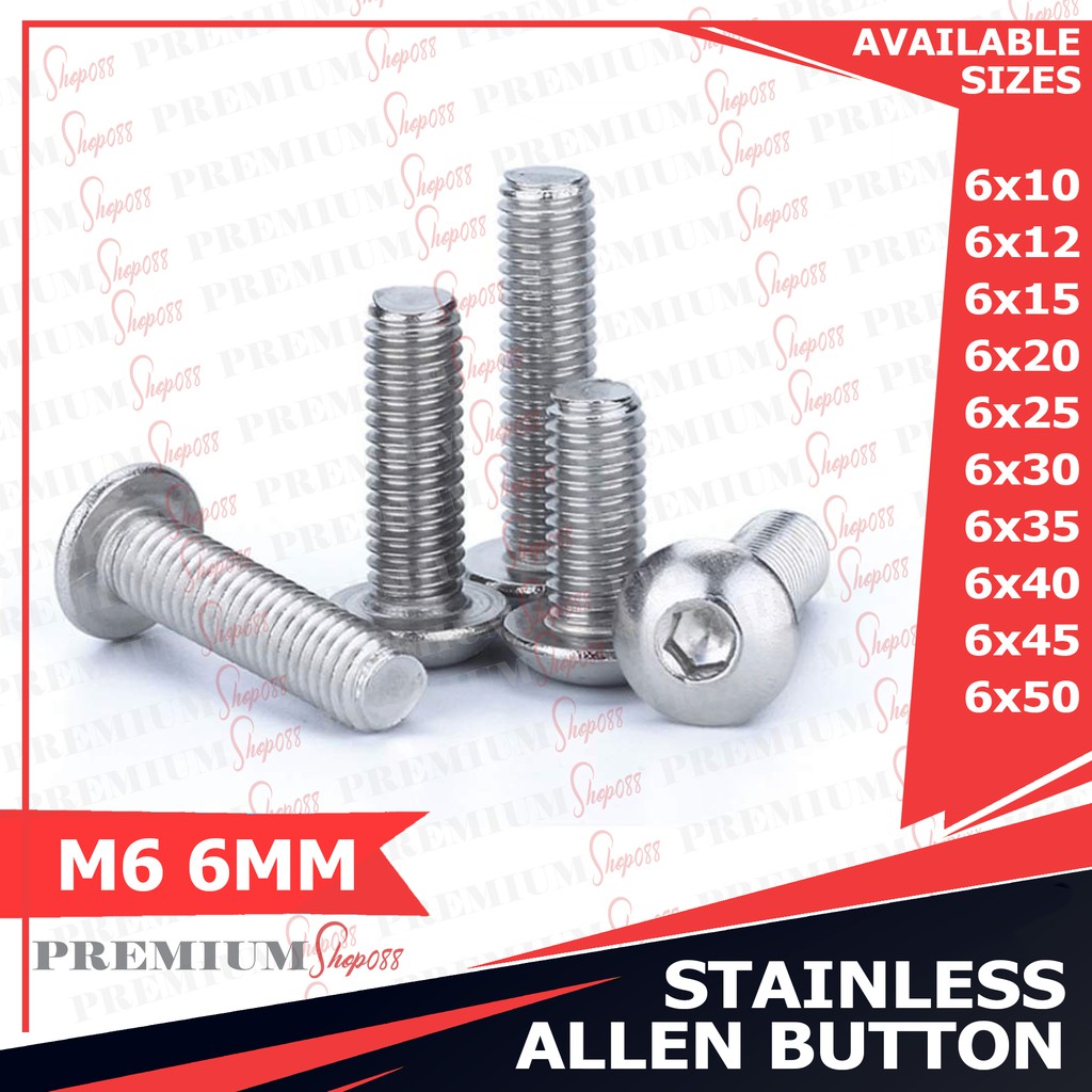 M6 6MM Stainless Allen Button Head Socket Head Cap Screw Bolt SS Pan JP ...