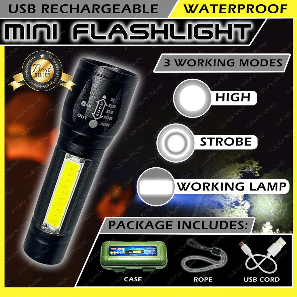 XPE+POLICE CREE RECHARGEABLE MINI LED FLASHLIGHT - 100% Waterproof with ...