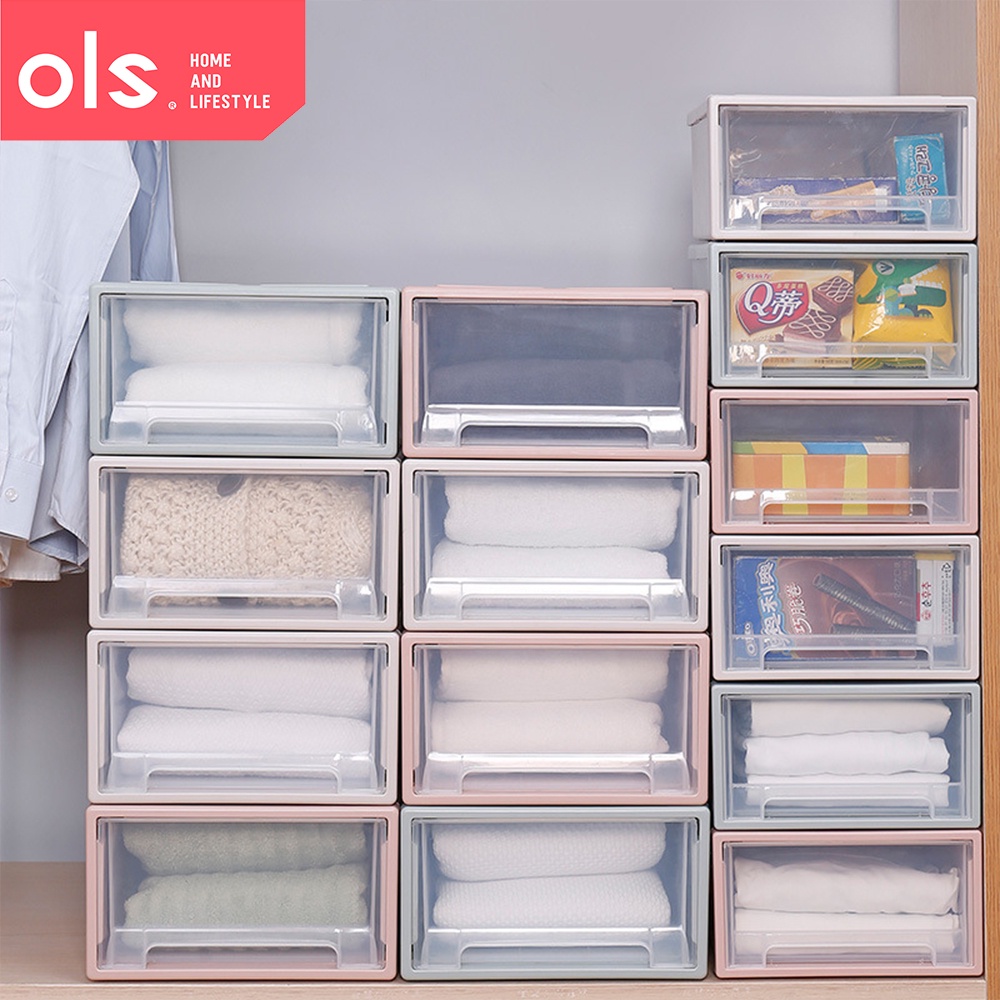 OLS Heavy Duty Storage Box Bins Container Stackable Drawer Plastic ...