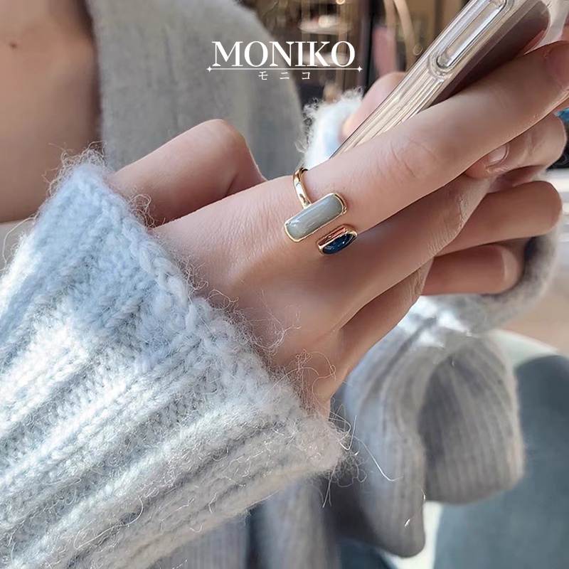 MONIKO Original Design 18k Gold Plated Blue Shell Opening Ring ...