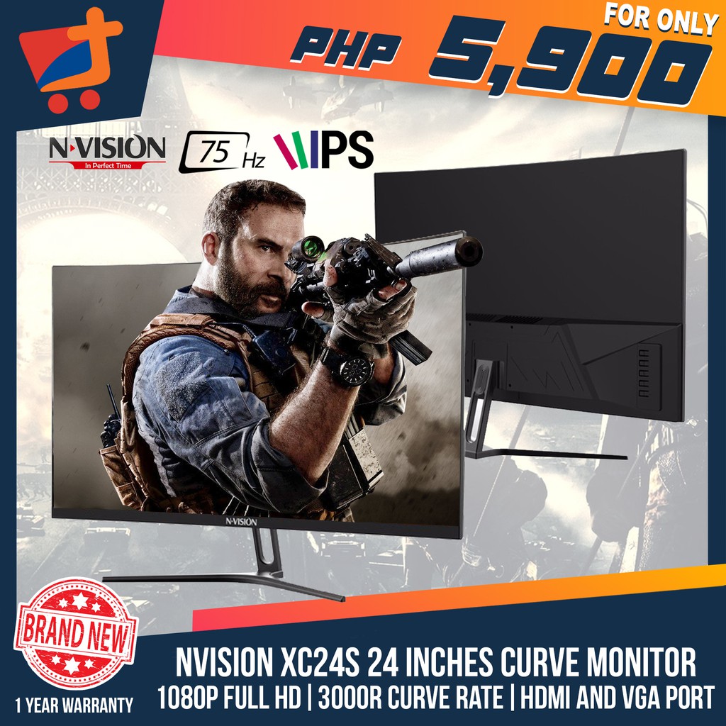Nvision XC24S 24 inches 75Hz Curve Monitor, Gaming Curve Monitor, VGA ...