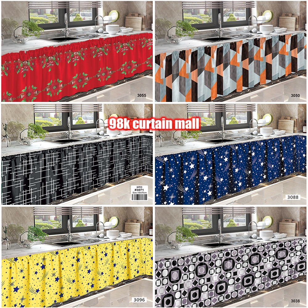 98K Lababo kitchen curtain Short curtain 150*70cm | Shopee Philippines