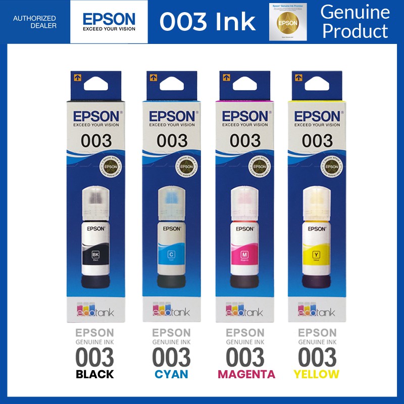 Epson 003 Black Cyan Magenta Yellow Ink Original L1110 L3110 L3116 L3150 L3156 L5190 | Shopee ...