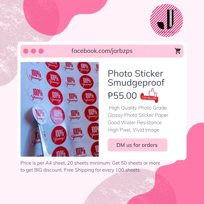 Sticker Label Print/ Sticker Logo ( Waterproof and Smudgeproof Photo ...