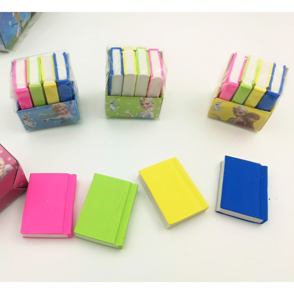 Book eraser soft Pencil Eraser Student Stationery 4pcs/1pack | Shopee ...