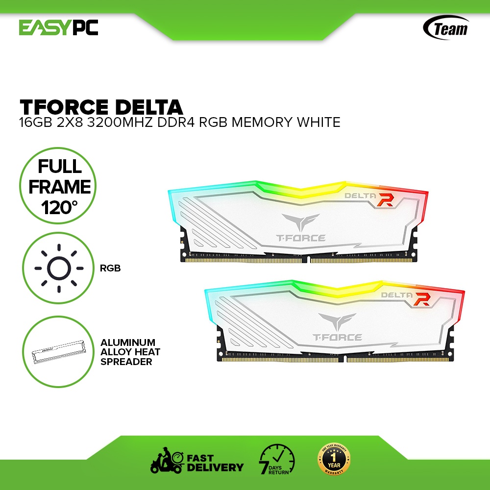 Team Elite T-Force Delta 16GB 2x8 3200Mhz Memory White T-FORCE BLITZ ...