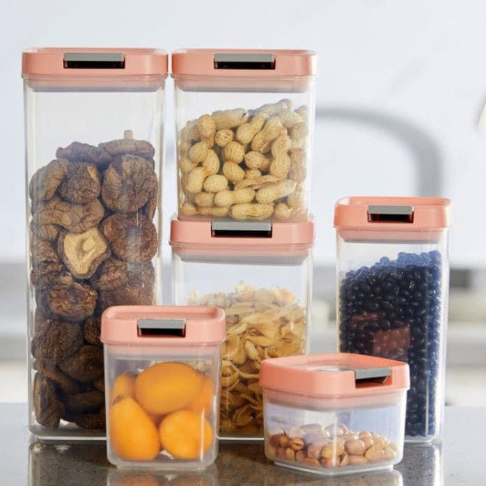 Onhand! 7Pcs. Clear Plastic Airtight Food Storage Container | Shopee ...