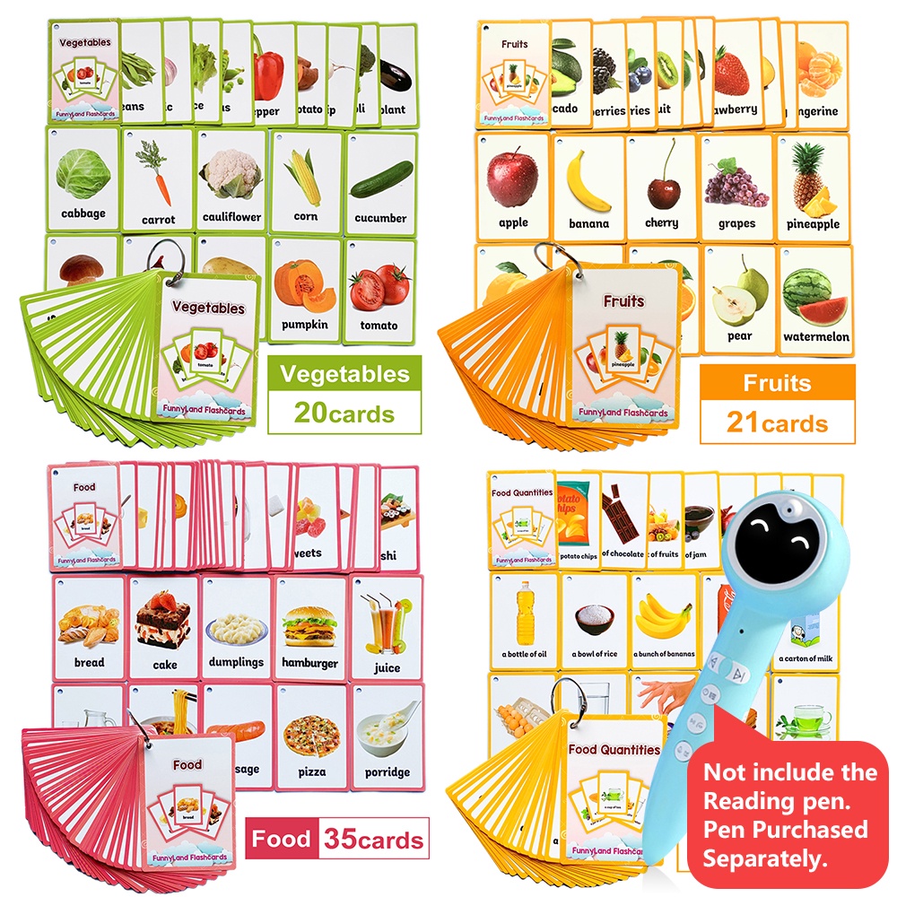 Fruits Vegetable Food Flash Card English Word Literacy Game Food ...