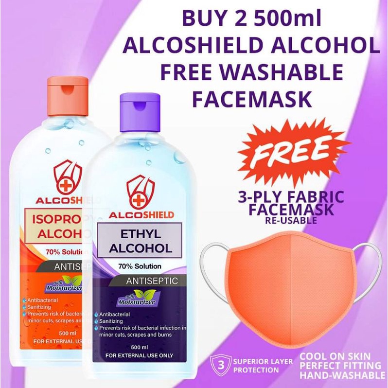Alcoshield 70% Isopropyl & Ethyl Alcohol Bottle 500ml Free Alcoshield ...