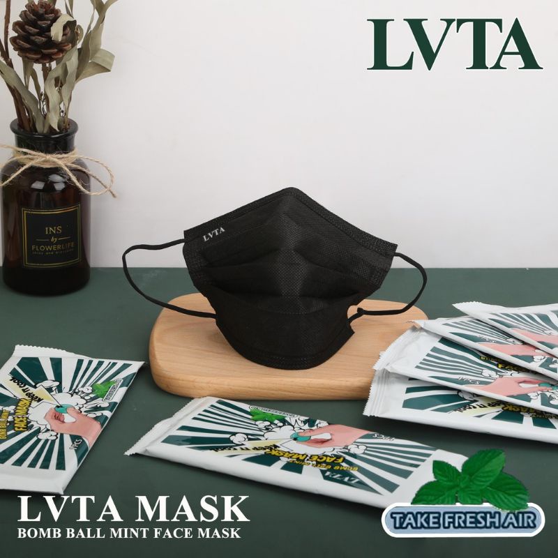 LVTA, CHRISTINE, FACEMASK BOMB BALL MINT SURGICAL BLACK MASK 1PCS ...
