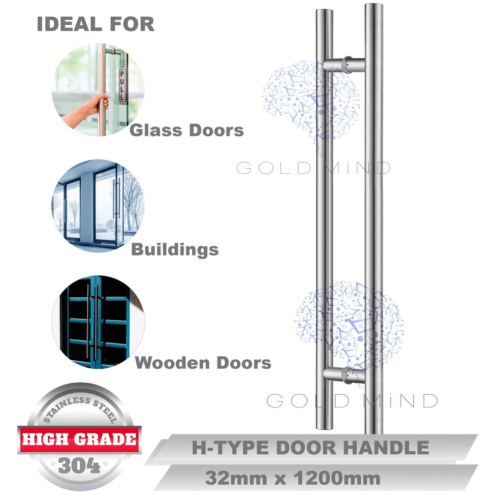 Stainless Steel 304 H Type Door Handle (32mm X 1200mm) Yellow Elephant ...