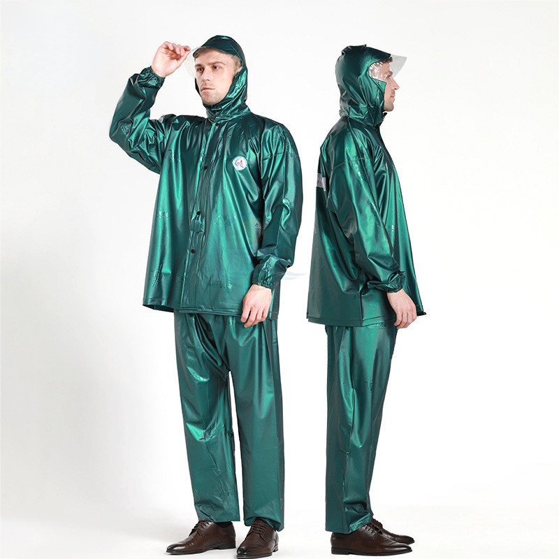 Full Body Raincoat Set With Reflective Strips PVC Waterproof Safety ...