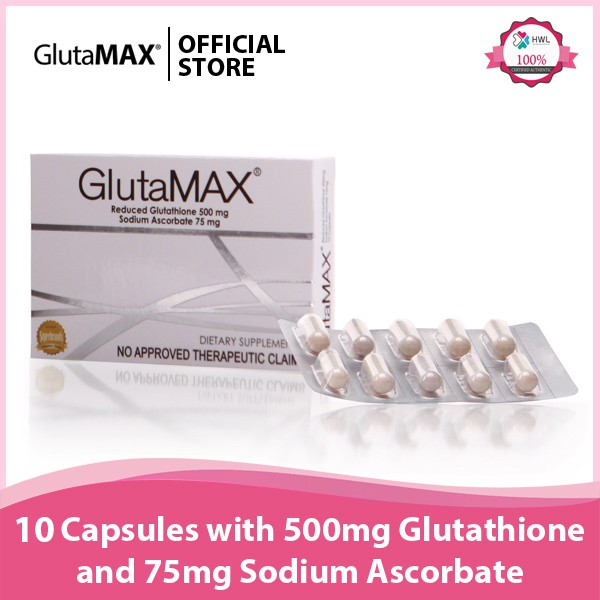 GlutaMAX 10 Capsules with 500mg Glutathione & 75mg Vitamin C | Shopee ...