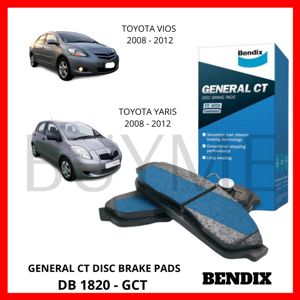 Bendix Brake Pad Front for Toyota VIOS & Toyota YARIS 2008-2012 (DB ...