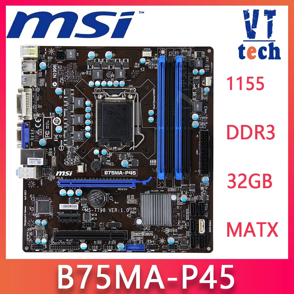 original motherboard MSI B75MA-P45 / G43 LGA 1155 DDR3 boards support ...