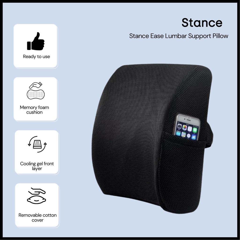 Stance Ease Lumbar Support Memory Foam Pillow- Ergonomic Back Support ...