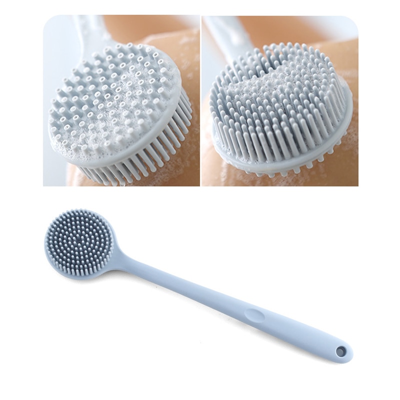Double Sided Shower Body Brush Silicone Long Handle Bathroom Wash