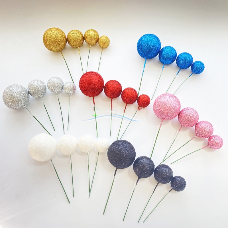 Golden Ball Cake Topper Birthday Party Cupcake Topper Christmas Ball ...